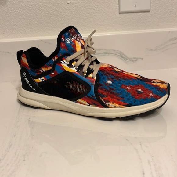 Ariat | Shoes | Ariat Womens Fuse Blue Aztec Print Sneakers Casual Shoe ...